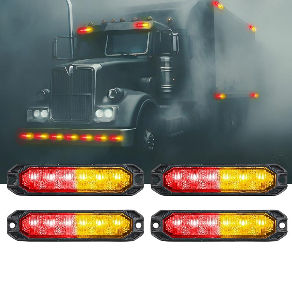 Nilight 6LED Emergency Strobe Lights 4PCS Ultra slim Surface Mount ...