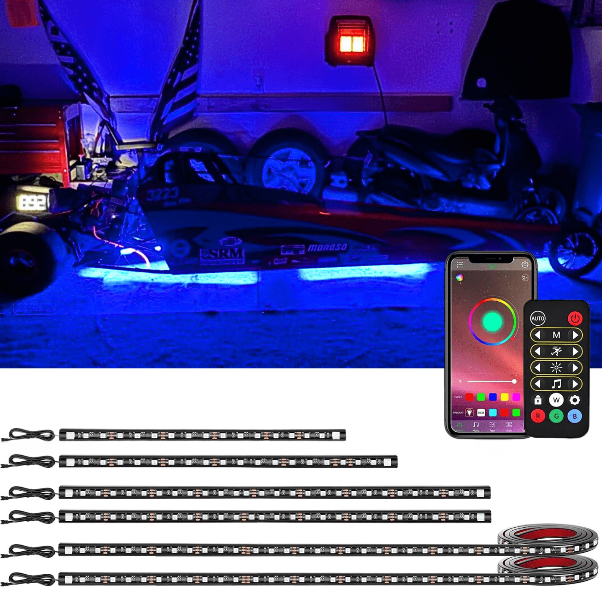 6Pcs Golf Cart Lights with Voltage Reducer, RGB Led Underglow Light Kit ...