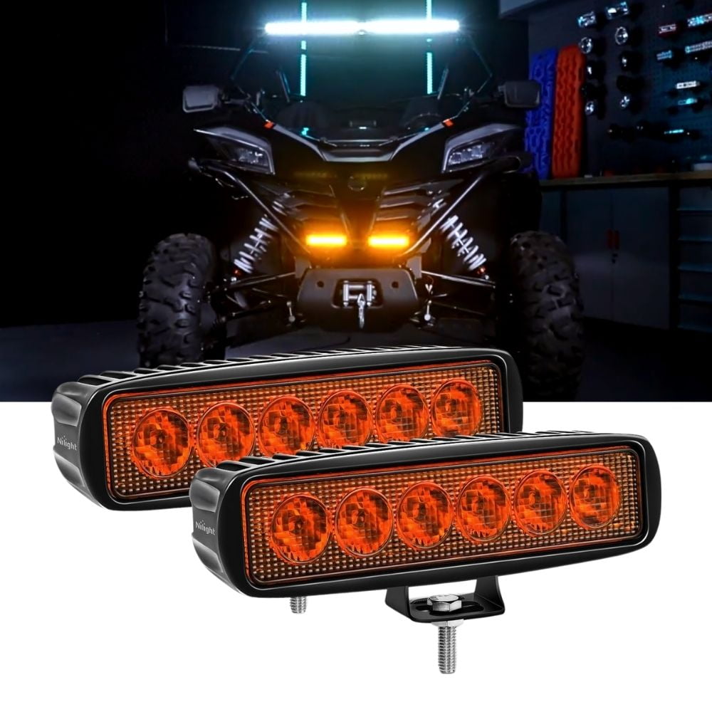Nilight 6inch Amber 2Pcs 18W Spot Driving Fog Single Row Off-Road Boat ...