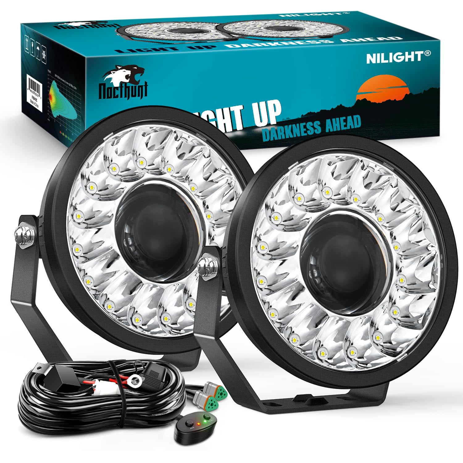 Nilight 7 Inch LED IFF17 Offroad Driving Lights with DRL 2 PCS 100 W ...