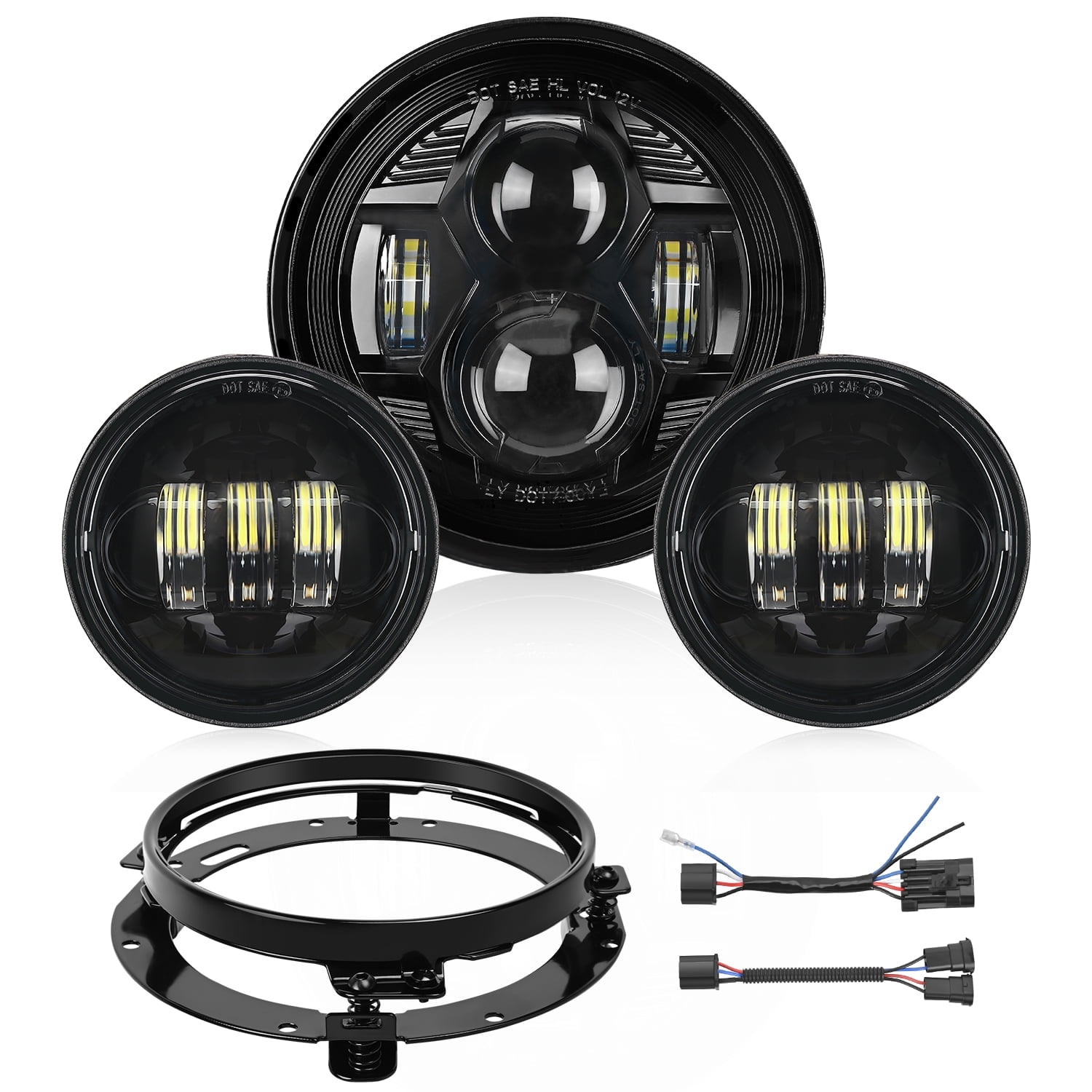 Nilight 7 Inch Motorcycle LED Headlight 4.5 Inch Fog Lights Auxiliary ...