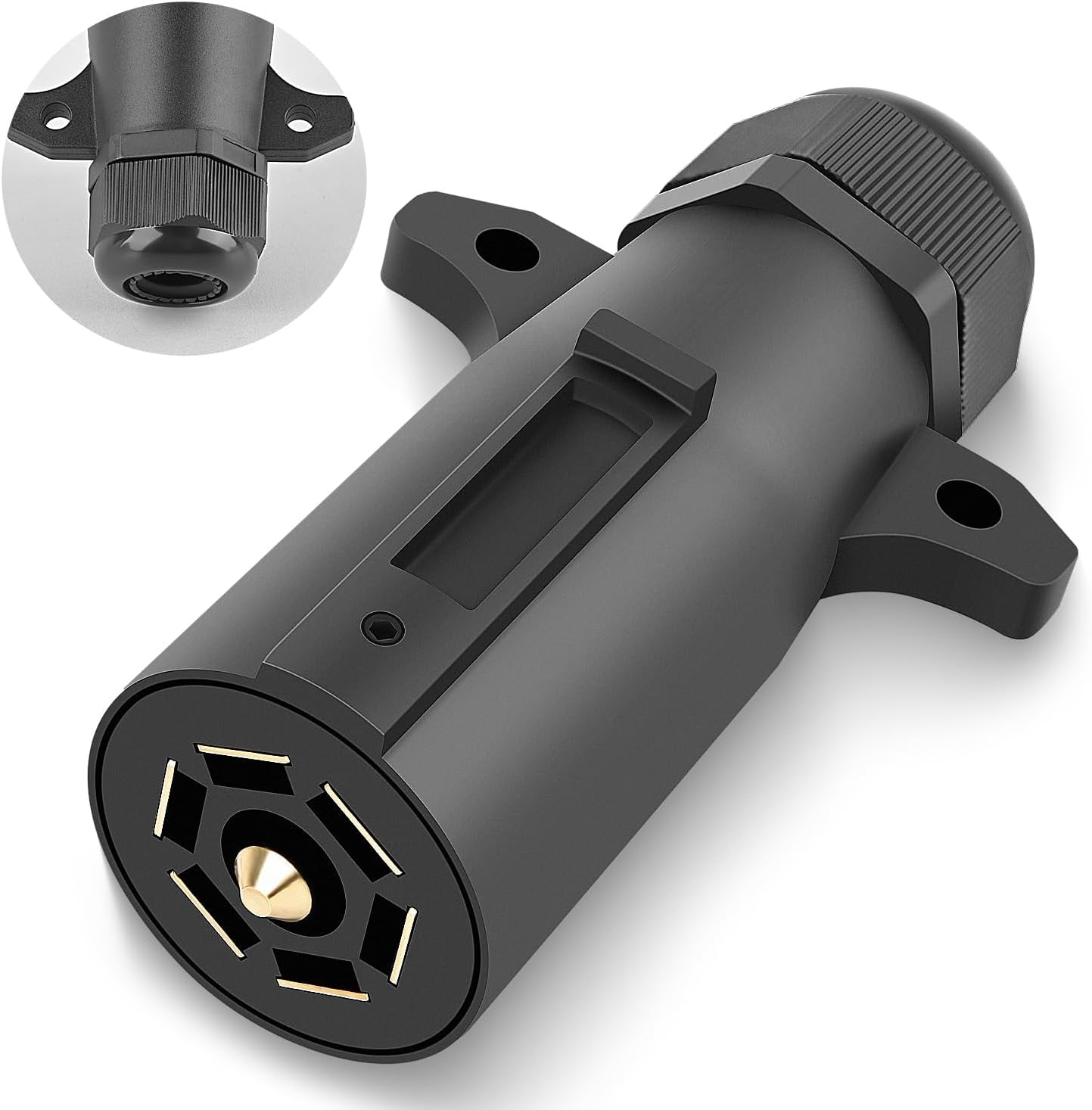 Nilight 7 Pin Male Trailer Round RV Blade Connector Socket 7 Pole Plug ...
