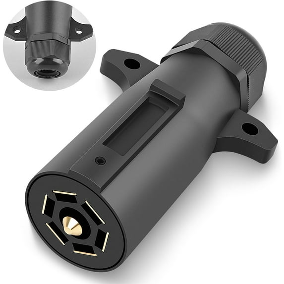 Nilight 7 Pin Male Trailer Round RV Blade Connector Socket 7 Pole Plug ...