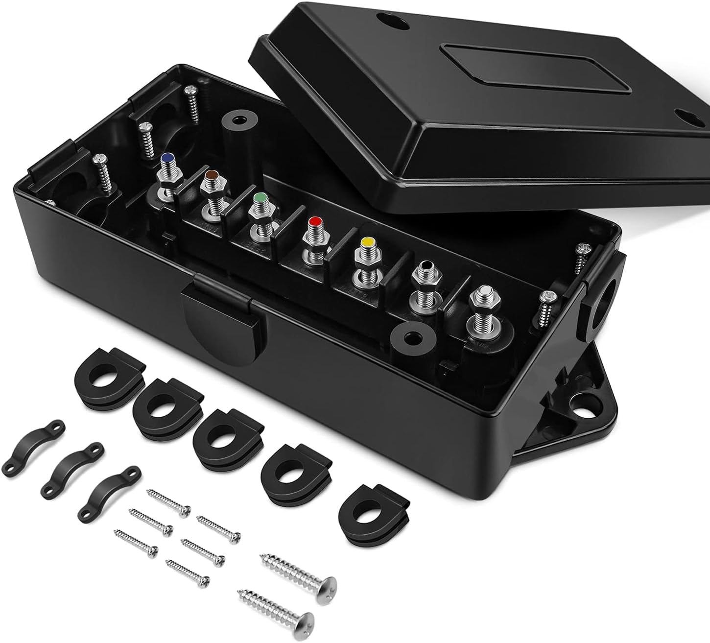 Nilight - 7 Way Electrical Trailer Junction Box 7 Gang Trailer Wire ...