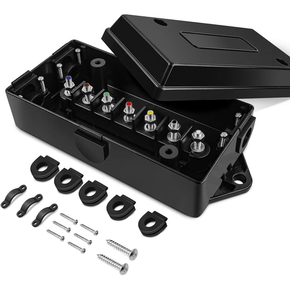 Nilight - 7 Way Electrical Trailer Junction Box 7 Gang Trailer Wire ...