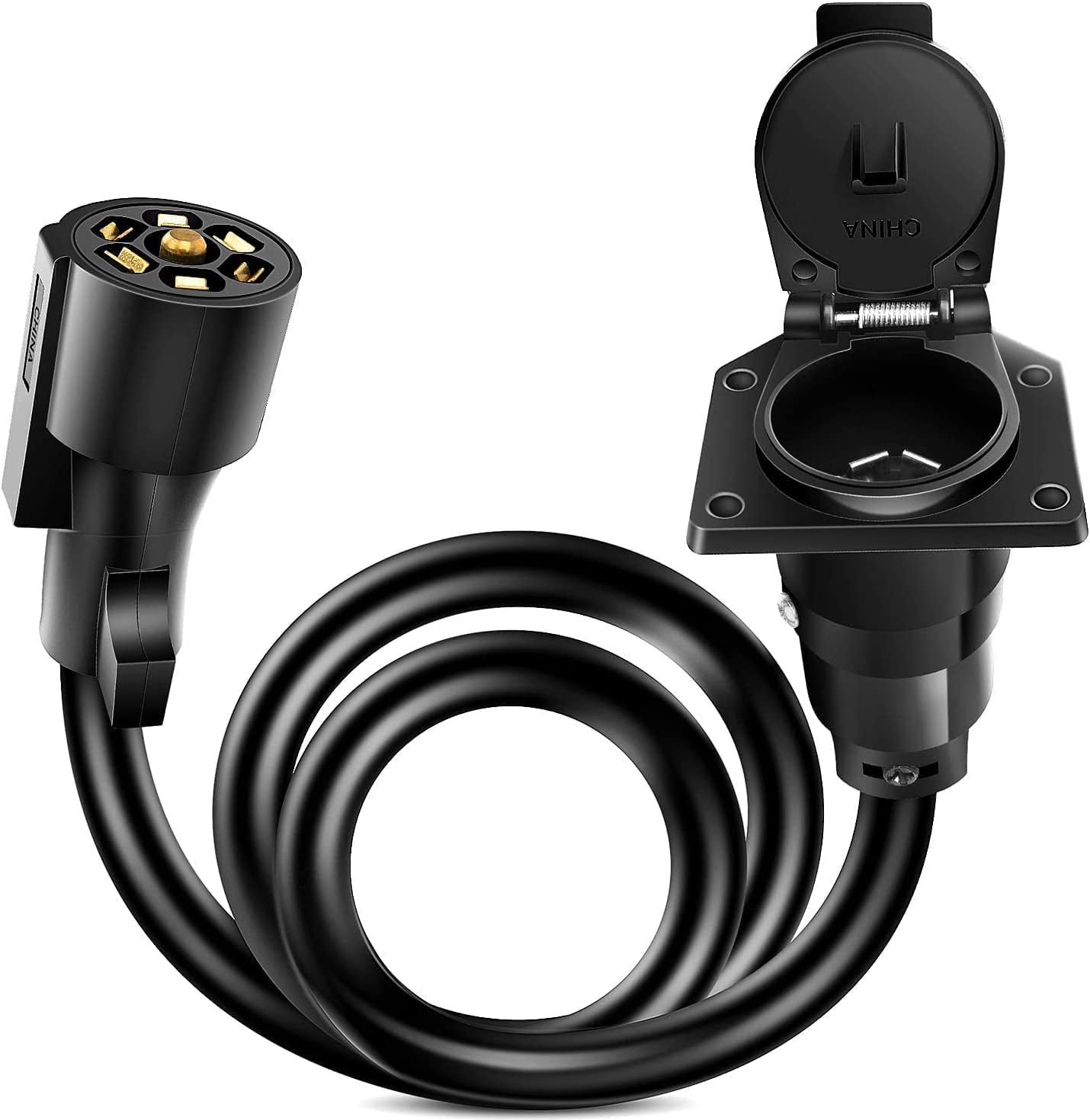 Nilight 7-Way Trailer Plug Socket Extension Cable 3FT Long 10-14 AWG ...