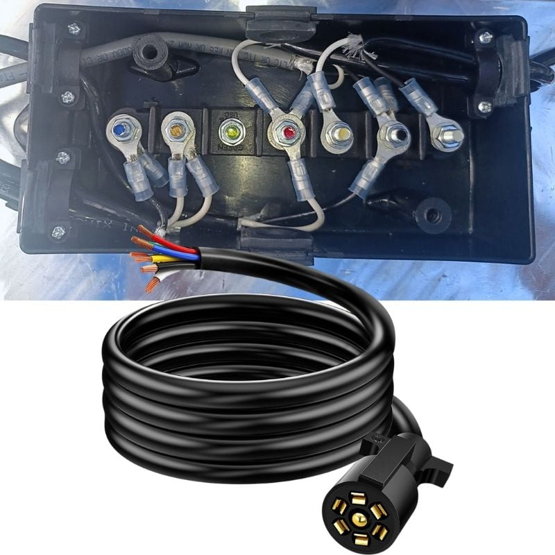 7 Way Trailer Cord Heavy Duty 8 FT Trailer Wiring Harness Kit Trailer ...