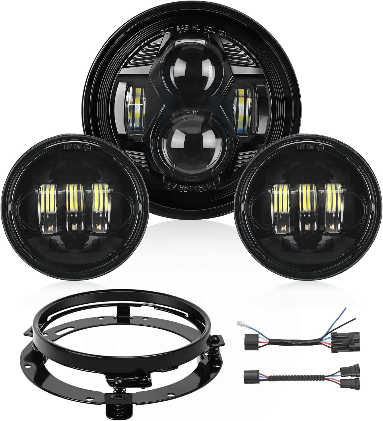 Nilight 7inch Motorcycle Led Headlight 4.5inch Fog Lights Auxiliary DOT ...