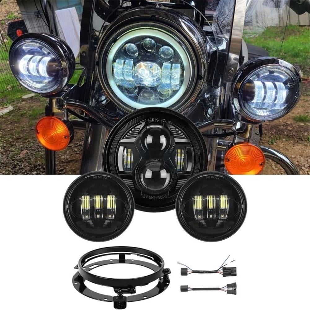 7 inch Motorcycle LED Headlight 4.5" Fog Passing Lights DOT Kit ...