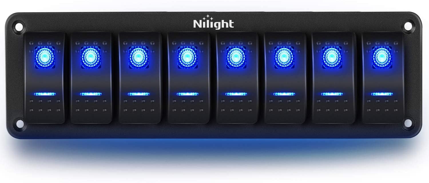 Free Shipping! Nilight 8 Gang Rocker Switch Aluminum Panel Toggle Dash ...