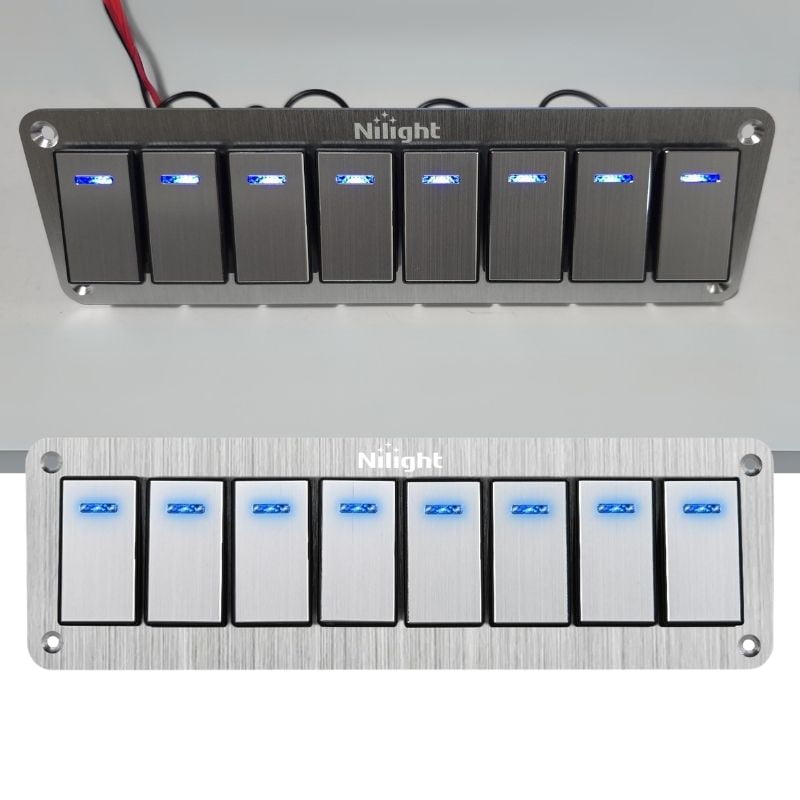Nilight 8 Gang Rocker Switch Panel 3 Pin On Off Pre-Wired Rocker Switch ...