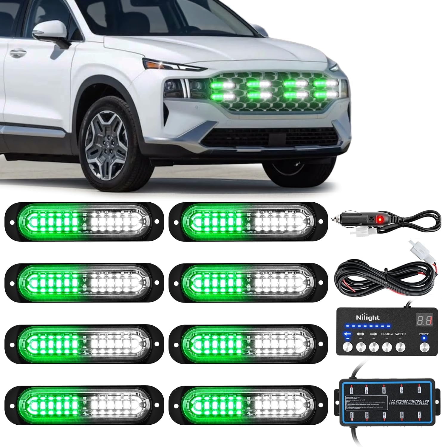 Nilight 8PCS Led Strobe Lights with Controller 12V 24V Sync Feature ...