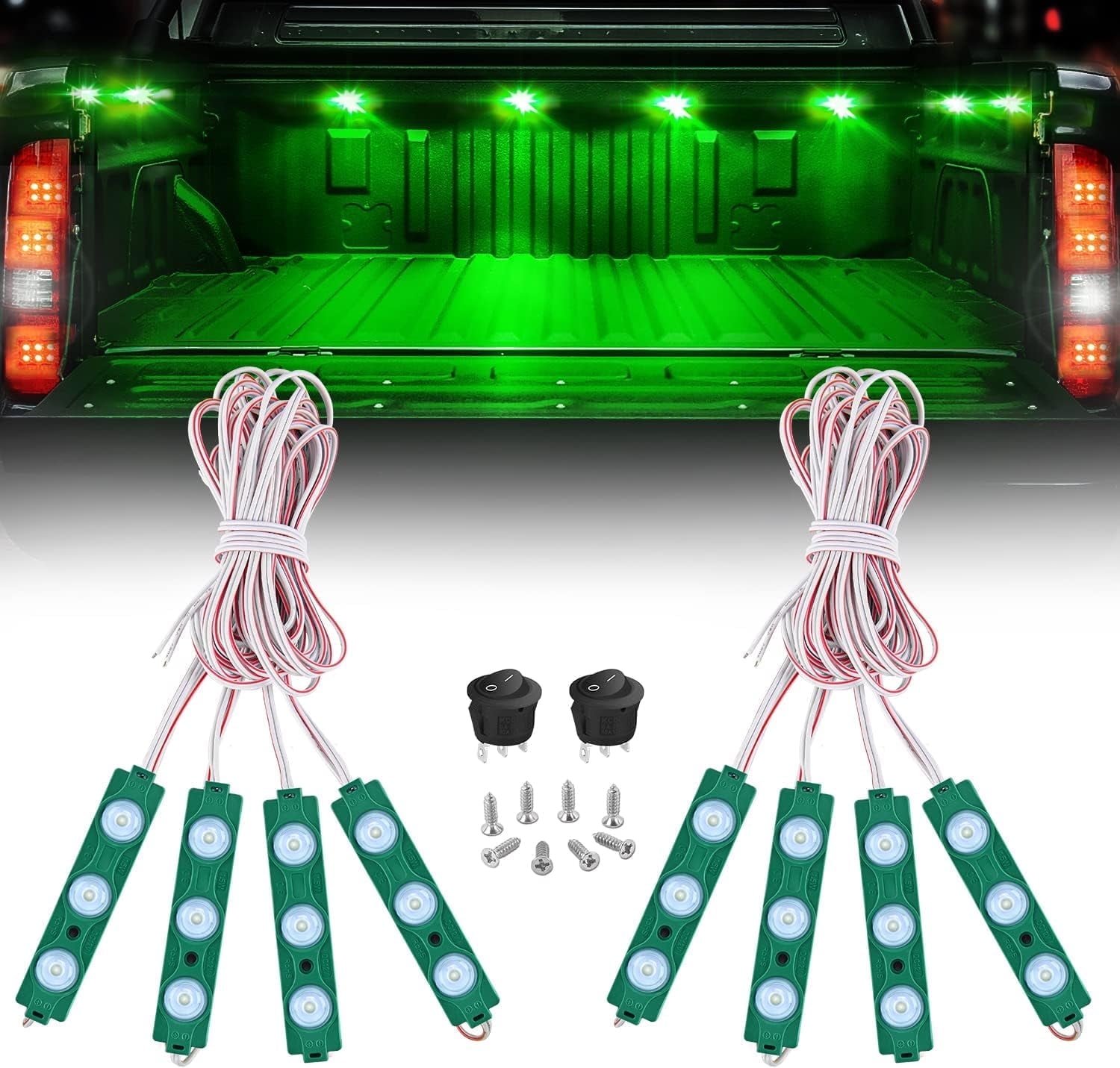 Nilight 8Pcs Truck Pickup Bed Light 24Led Green Cargo Rock Lighting ...