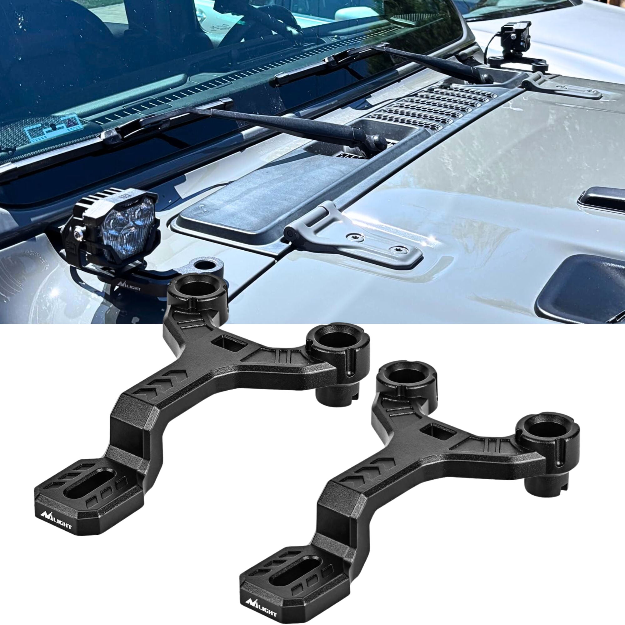 9.5" Dual A-Pillar Light Mounting Brackets for Jeep Wrangler JL 2018 ...
