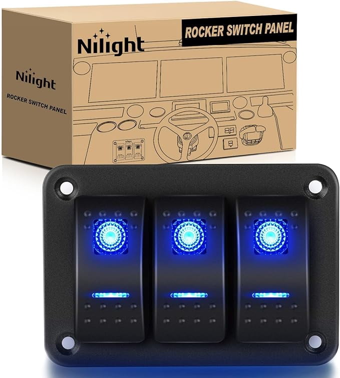 Nilight 90017C 3 Gang Aluminum Panel Toggle Dash 5 Pin On/Off Pre-Wired ...
