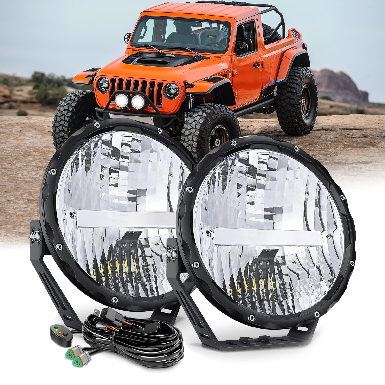 Nilight 9inch Round Offroad Light 2Pcs 120W High Low Beam IP68 Led ...