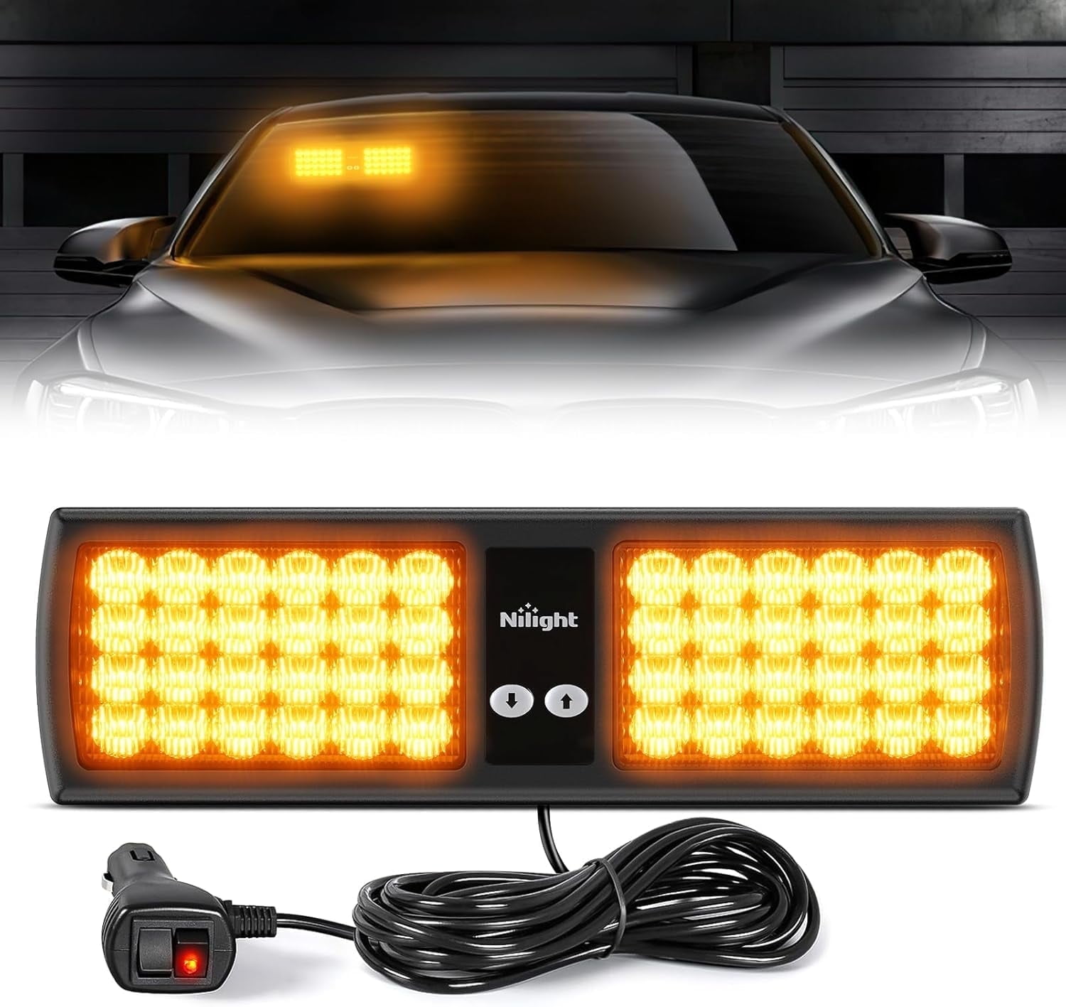 Nilight Amber 48Led Strobe Lights Interior Windshield Emergency Warning ...