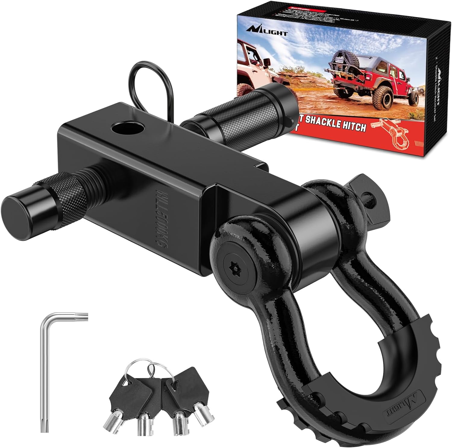 Nilight Anti-Theft Shackle Hitch Receiver 2Inch 45000 LBs Breaking ...