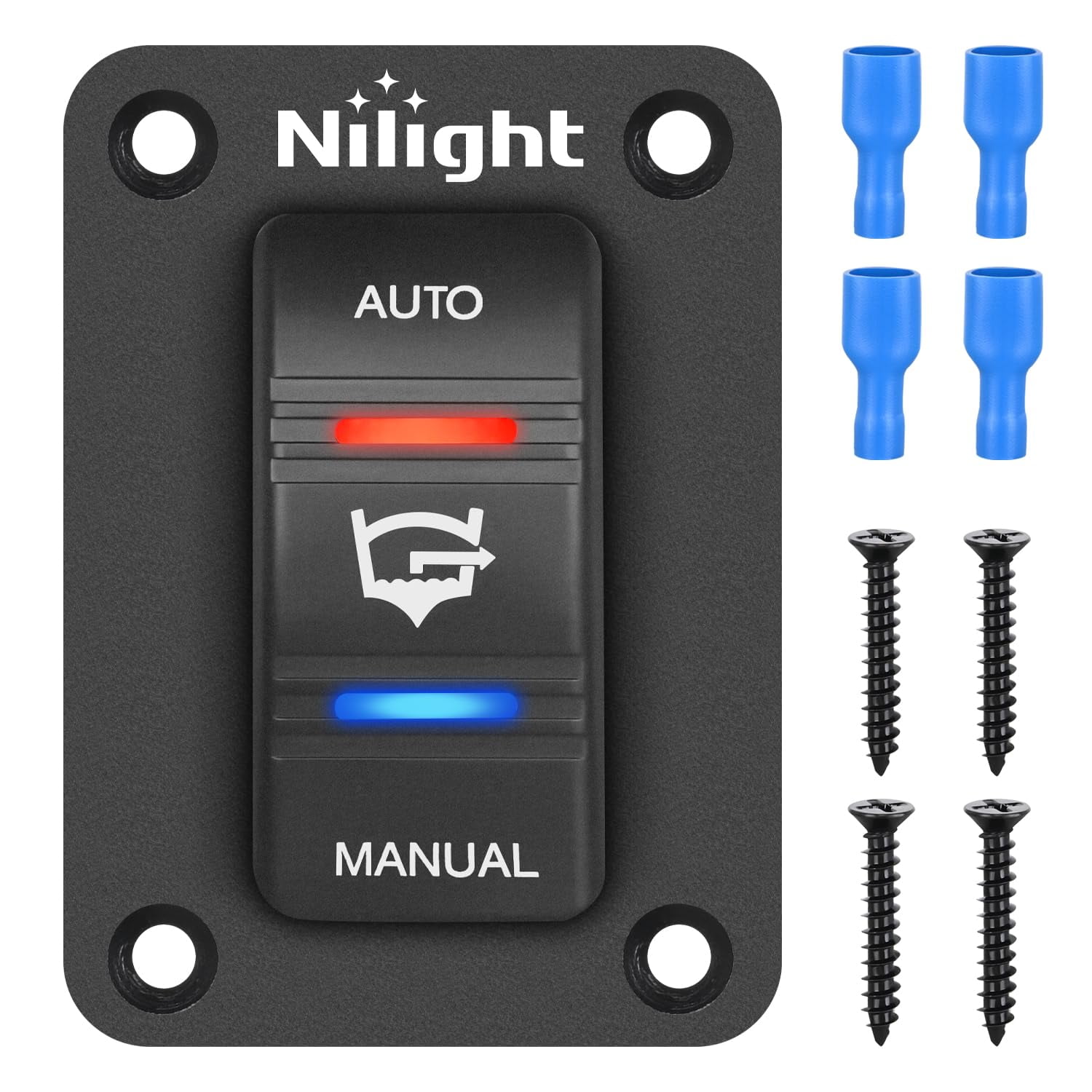 Nilight Auto Manual Rocker Switch Bilge Pump Switch Panel with Led 4 ...