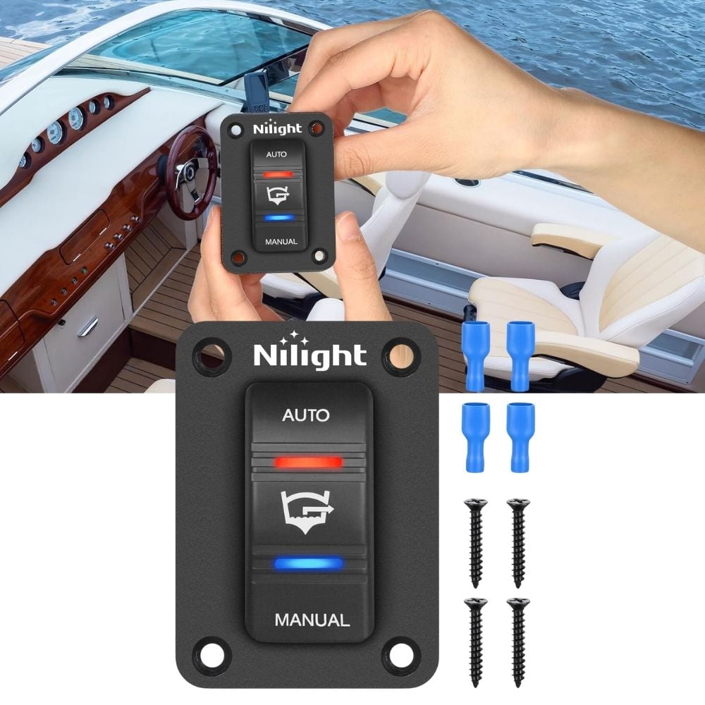 Nilight Auto Manual Rocker Switch Bilge Pump Switch Panel with Led 4 ...