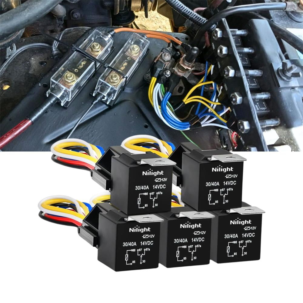 5 Pack 12V DC 40/30 A Waterproof Relay with Interlocking Relay Socket ...