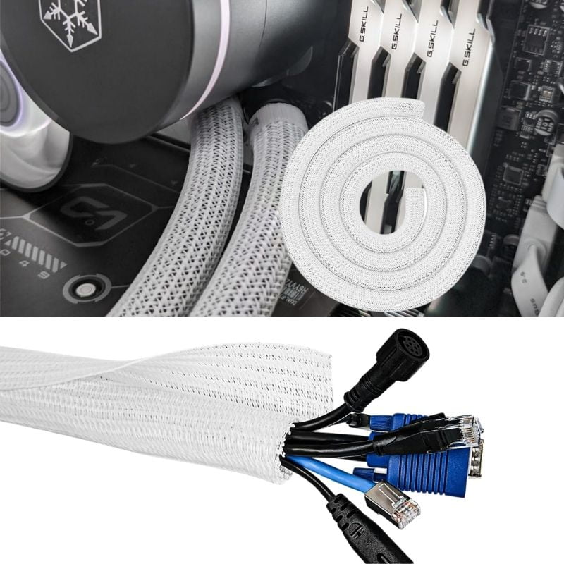 10Ft 1" Braided Cable Management Sleeve Cord Protector - Self-Wrapping ...