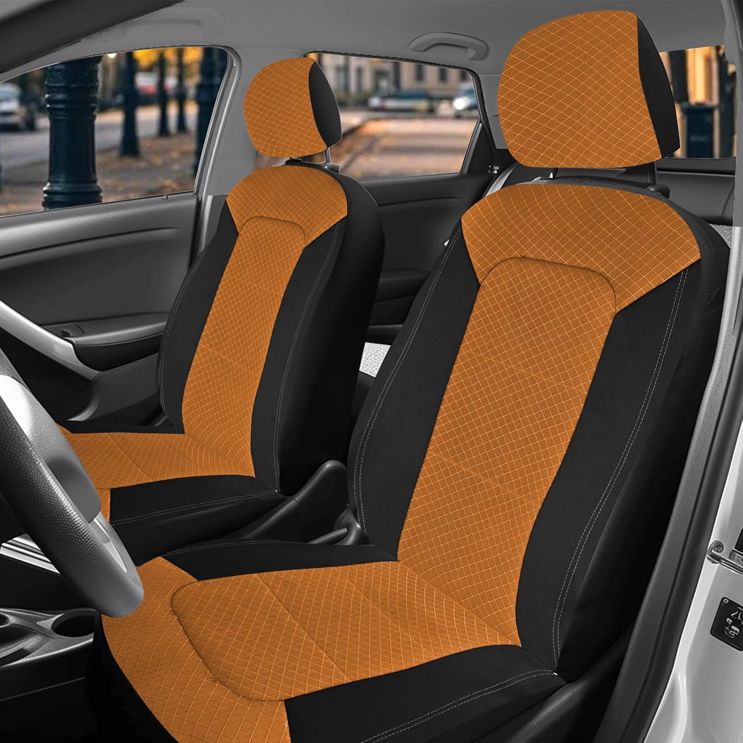 Nilight Car Seat Cover 2PCS Black Brown Breathable Mesh Interior Covers ...
