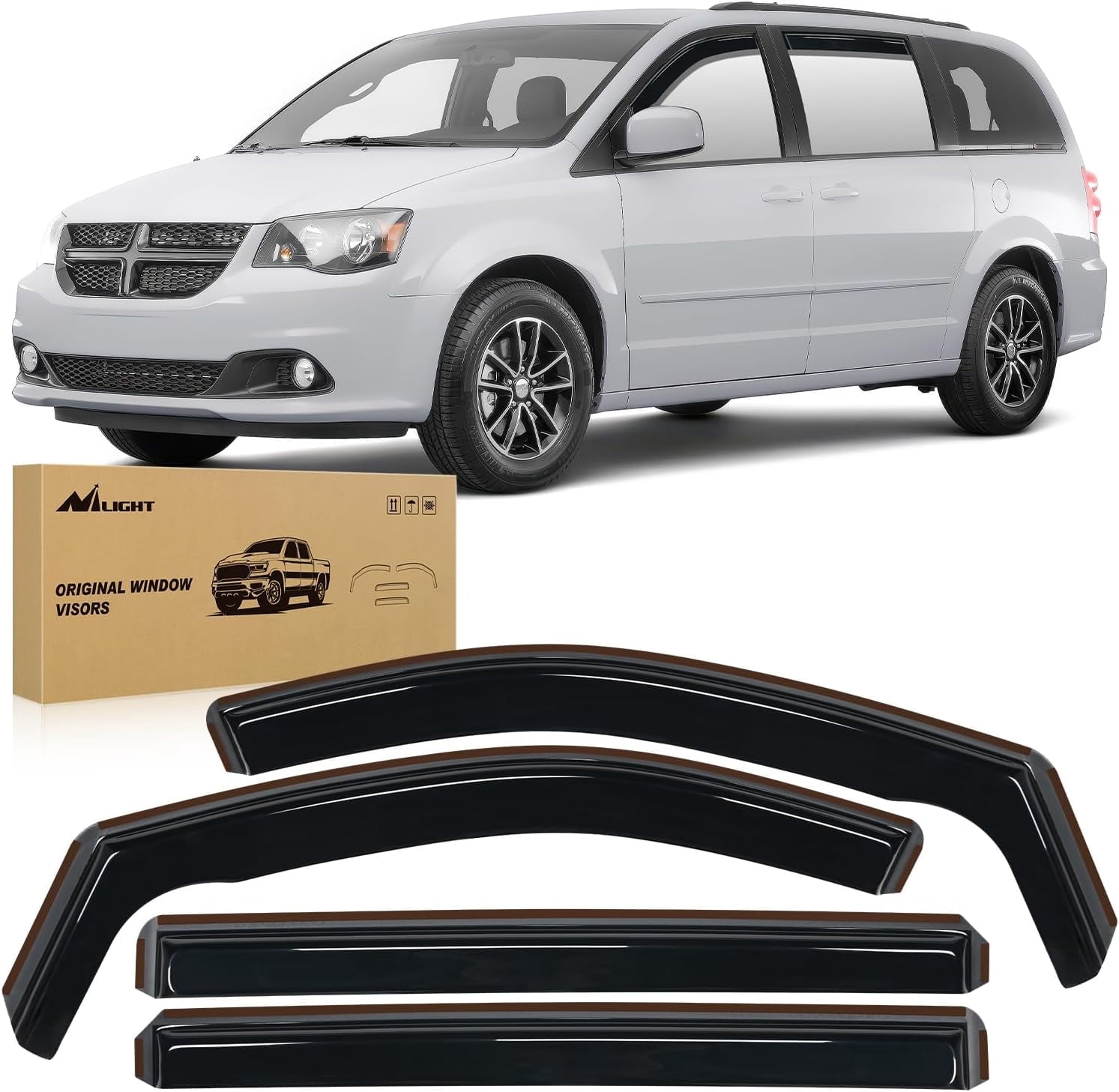 Nilight in Channel Rain Guards for Grand Caravan 2008-2023, Chrysler ...