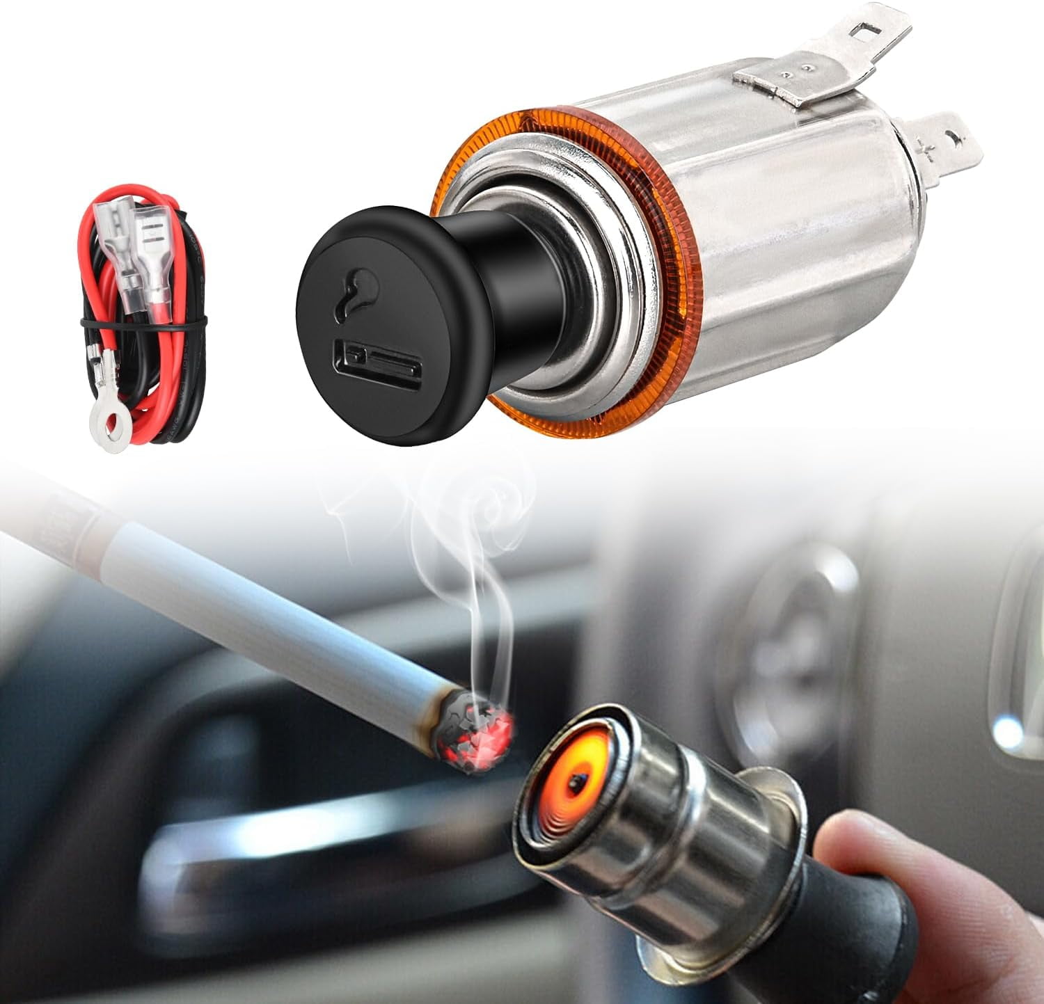 Nilight Cigarette Lighter Car Replacement Socket with Terminals Wires ...