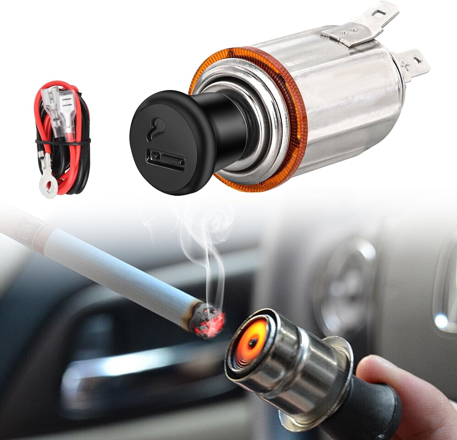 Nilight Cigarette Lighter Car Replacement Socket with Terminals Wires ...