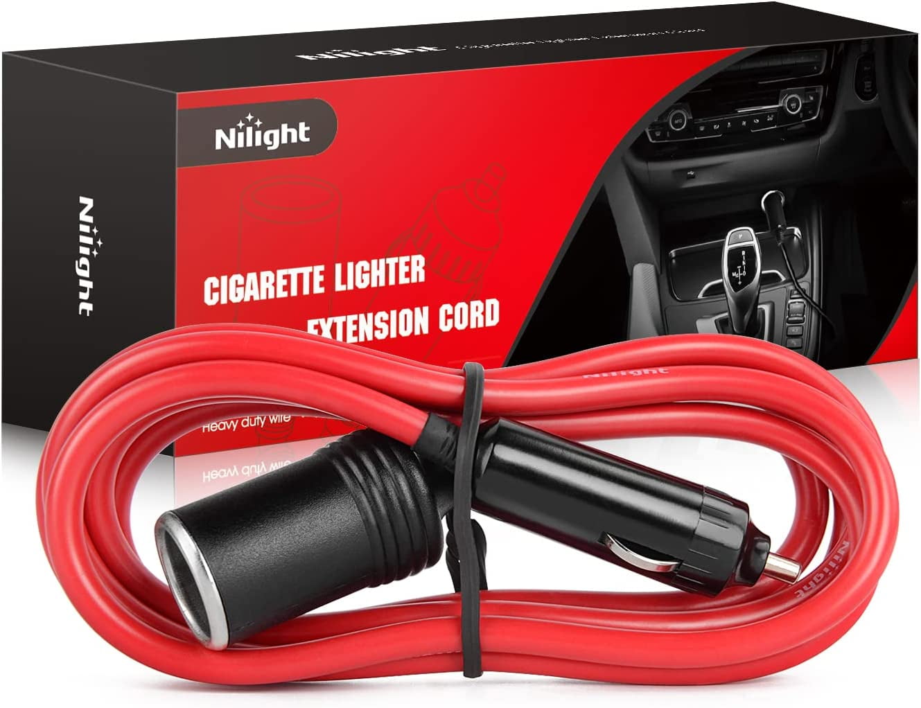 Nilight Cigarette Lighter Extension Cord Cable Heavy Duty 6ft 12V/24V ...