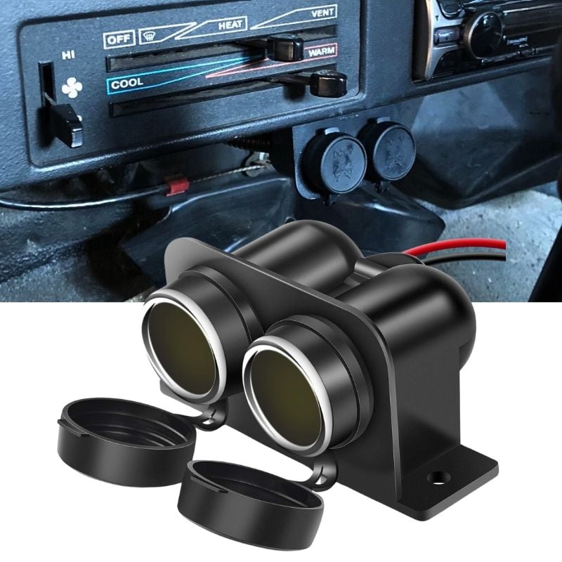 3 Cigarette Lighter Socket Waterproof Dual Power Plug Outlet with Wire ...