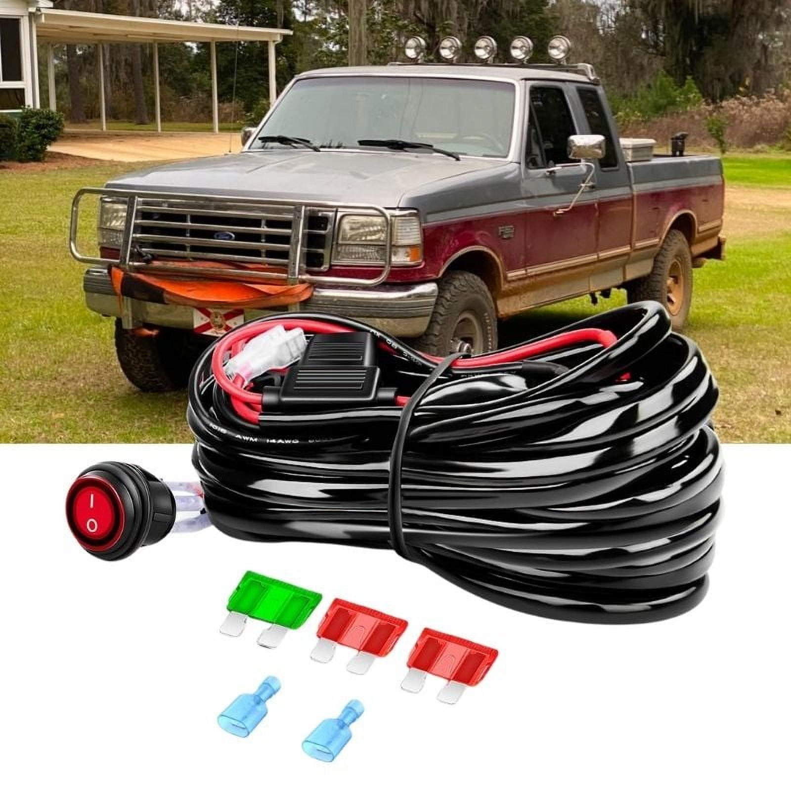 LED Light Bar Wiring Harness Kit - 1 Lead 12AWG Heavy Duty 12V Switch ...