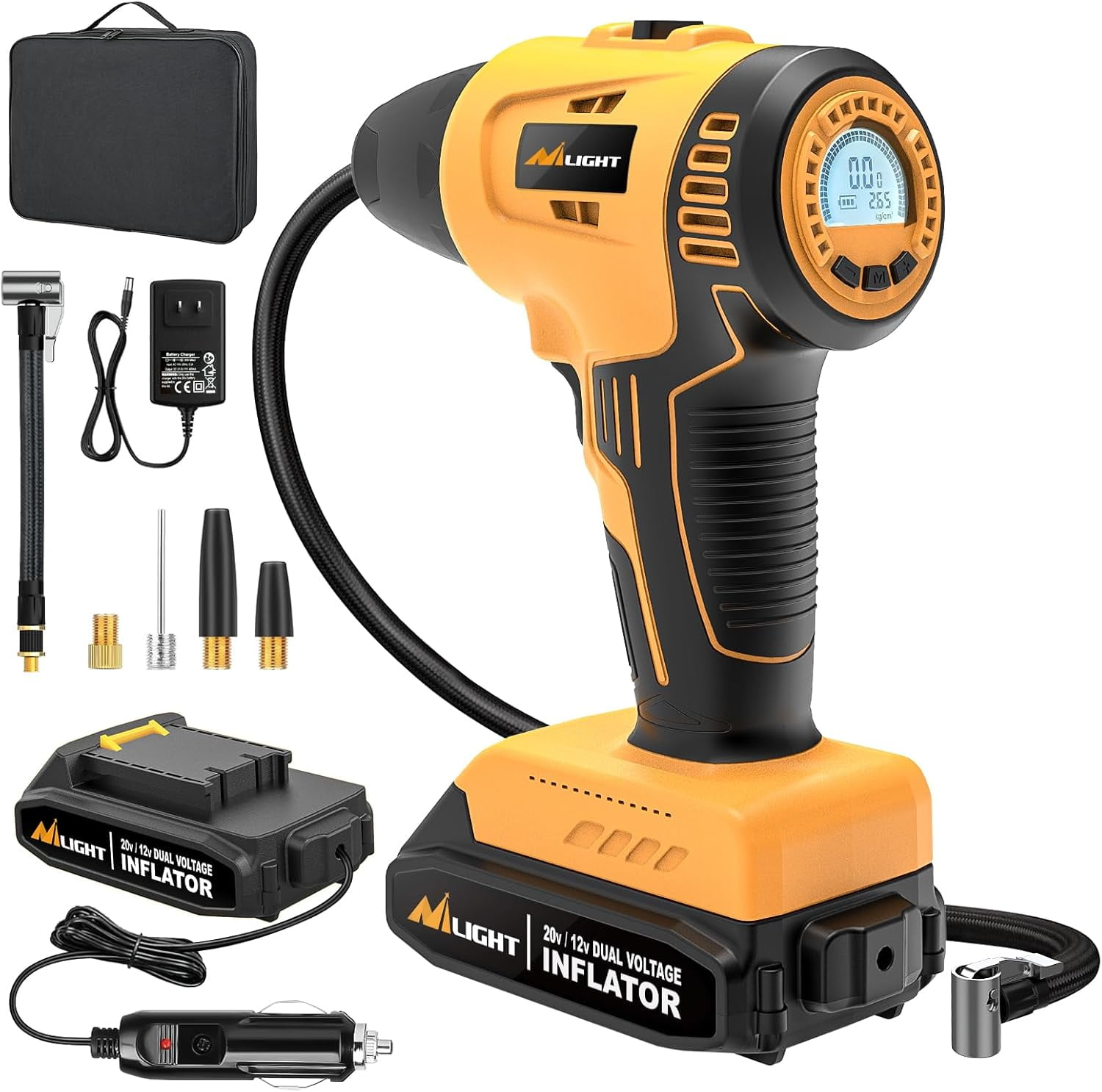 Nilight Cordless Tire Inflator Air Compressor Dual Power Supply 20V ...