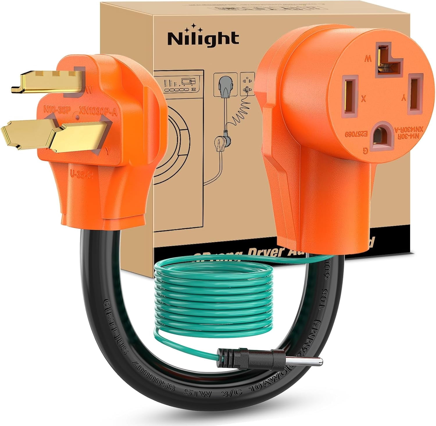 Nilight Dryer Adapter Cord 30 Amp to 30 Amp 3 Prong 125V 3750 Watt Pure ...