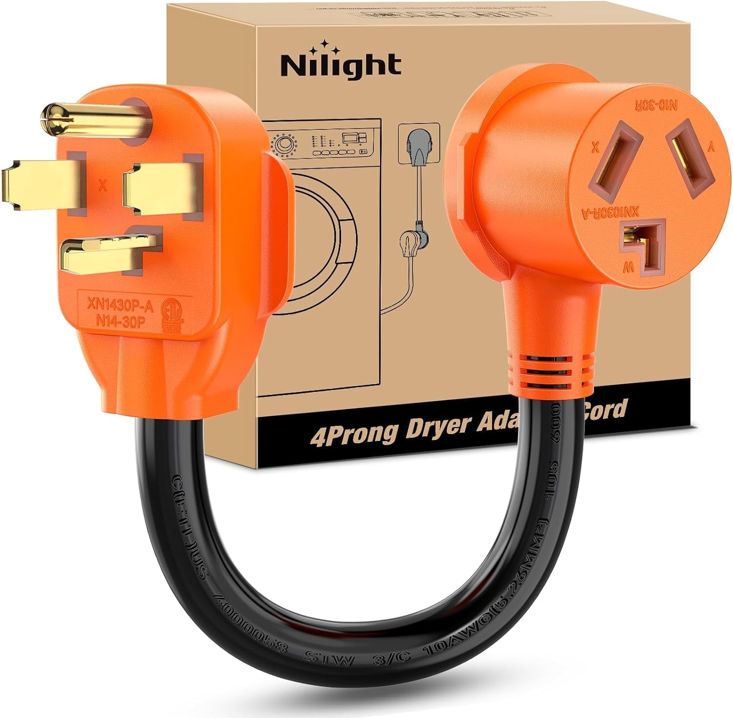 Nilight Dryer Adapter Cord 30 Amp to 30 Amp 4 Prong 125V/250V 7500 Watt ...