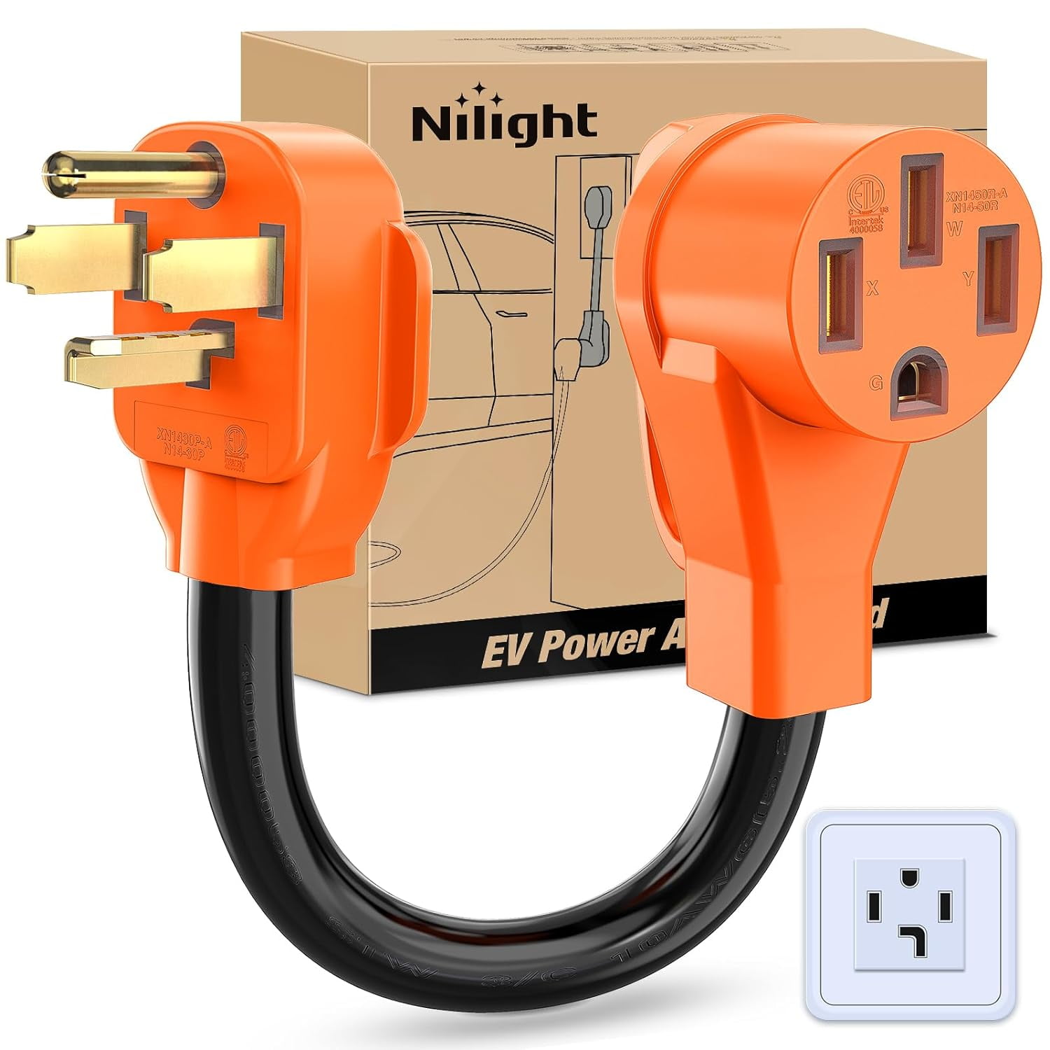 Nilight EV Charger Adapter Cord, 30A to 50A, 4 Prong, Pure Copper,10 Gauge, 8ft, 50388EV ...