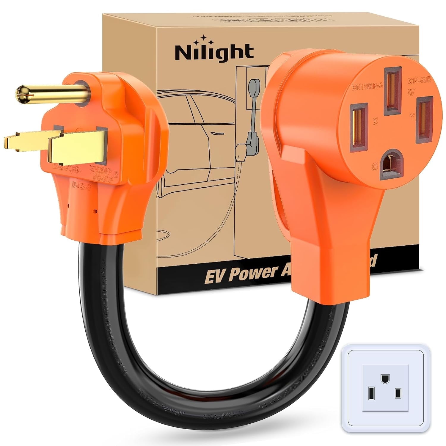 Nilight EV Charger Adapter Cord 50 Amp to 50 Amp 3 Prong Pure Copper ...