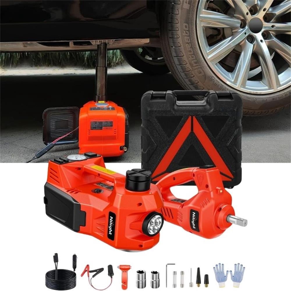 Nilight Electric Car Jack Kit 5 Ton 12V with Impact Wrench, 3 in 1 ...