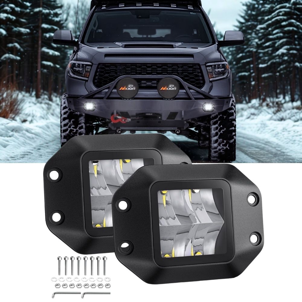 Nilight Flush Mount Led Pod Lights 2PCS 4.7inch 4Led Flood Beam Bumper ...
