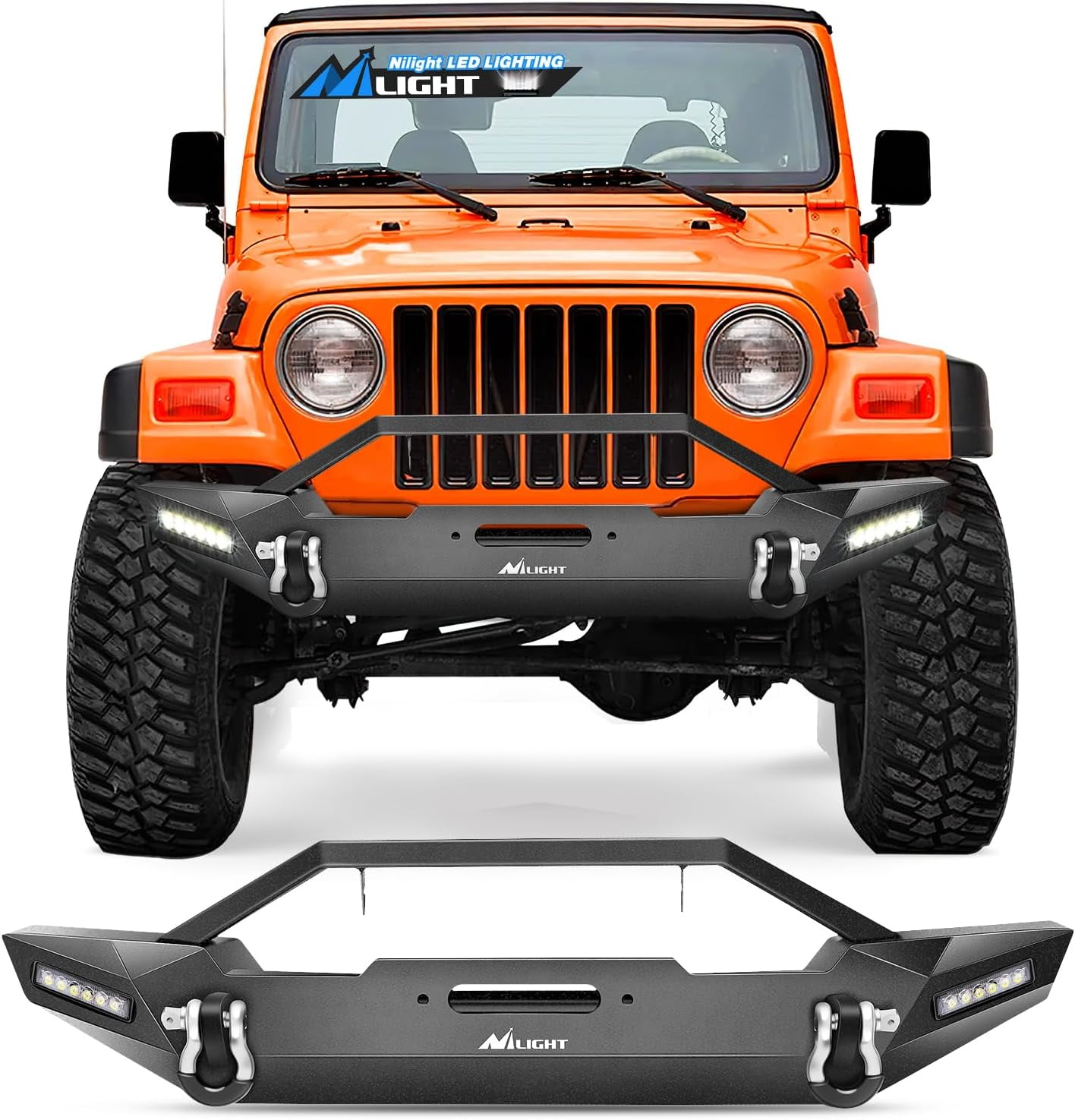 Nilight Front Bumper Compatible for 1987-2006 Jeep Wrangler TJ & YJ ...