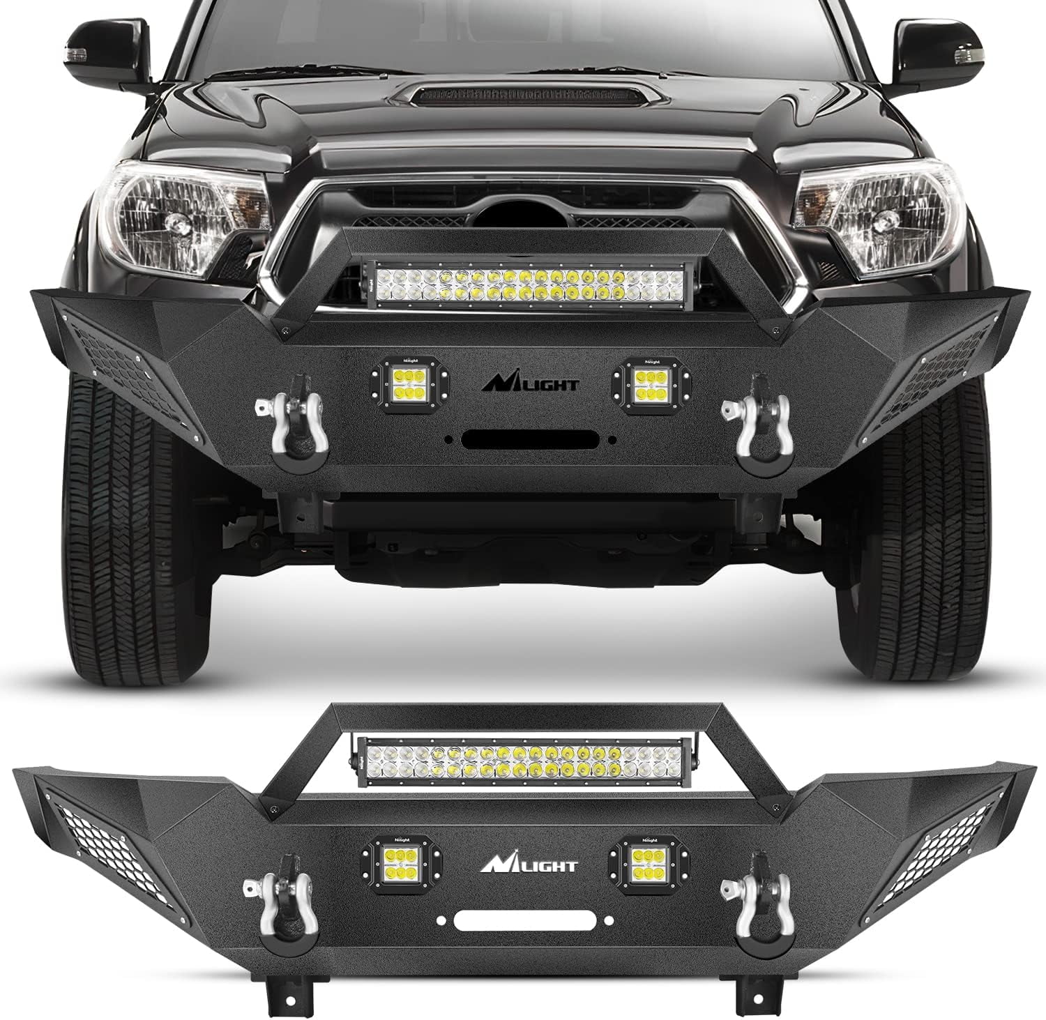Nilight Front Bumper Full Width Solid Steel fit for 2005 2006 2007 2008 ...