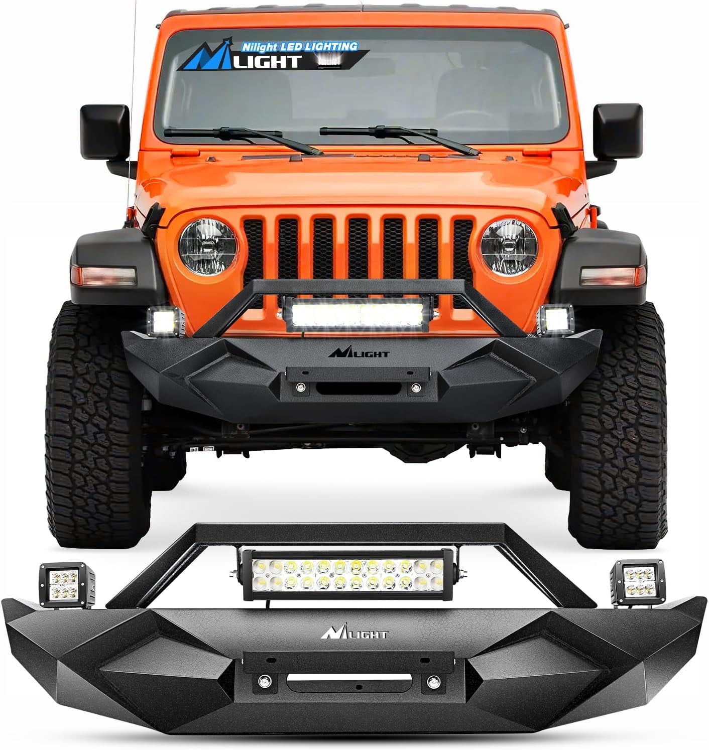 Nilight Front Bumper Plate Compatible for 2018-2024 Jeep Wrangler JL ...