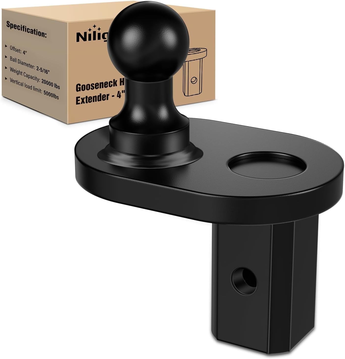 Nilight Gooseneck Ball Extender 4" Offset Ball Compatible with B&W ...