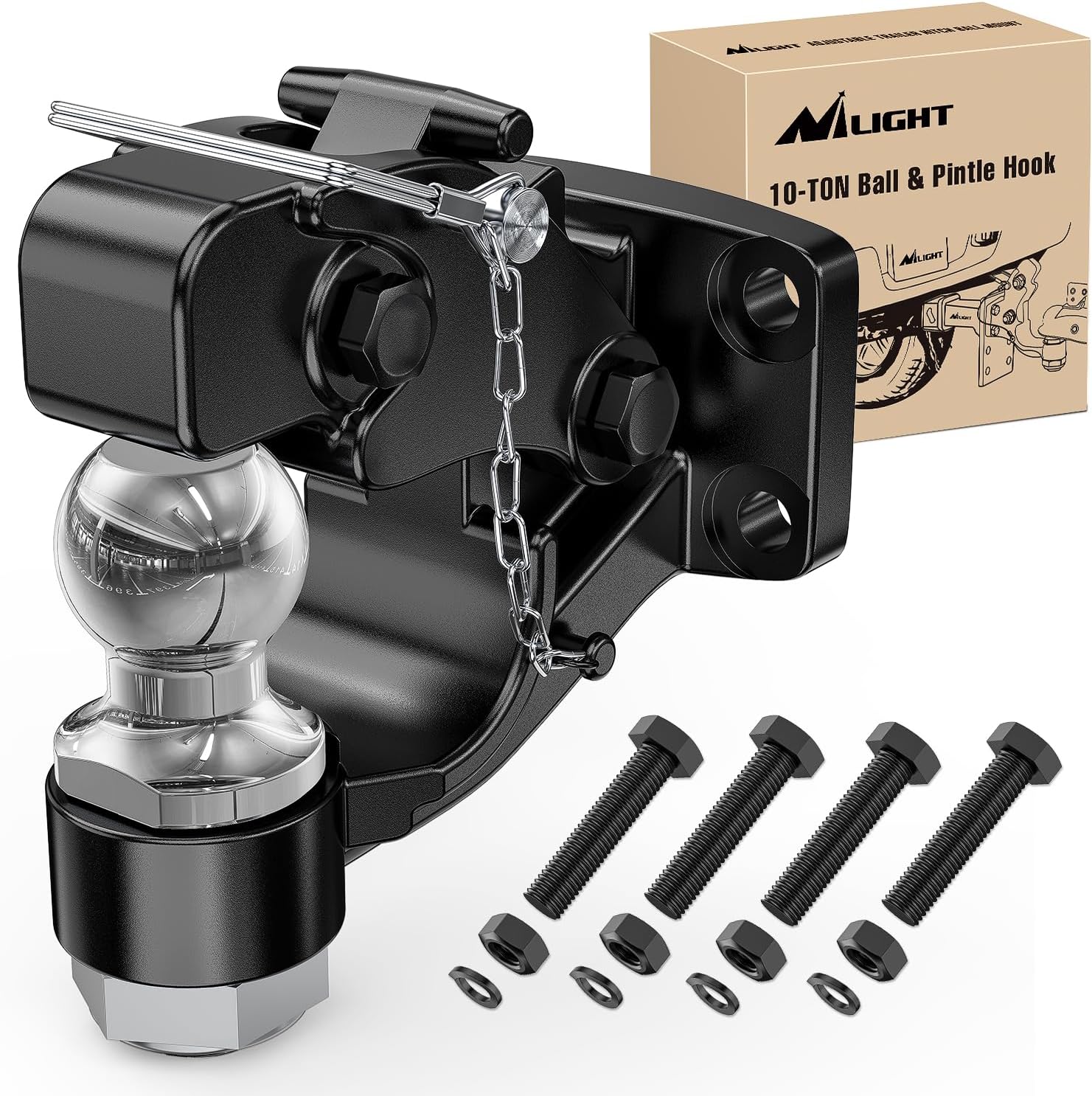 Nilight Gooseneck Ball Extender 4" Offset Ball Compatible with B&W ...