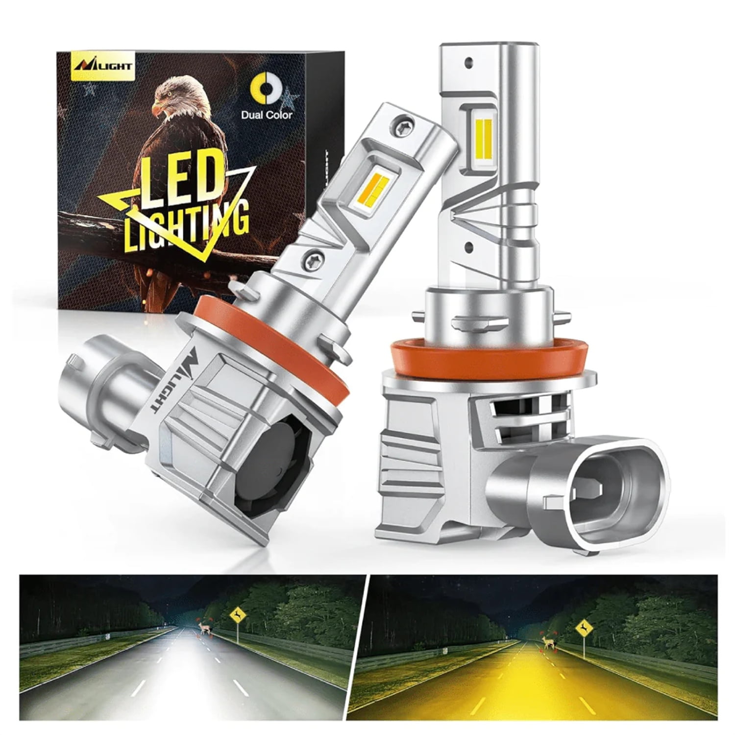 Nilight H11/H9/H8 Switchback LED Headlight Bulbs CS1 Series - Walmart.com