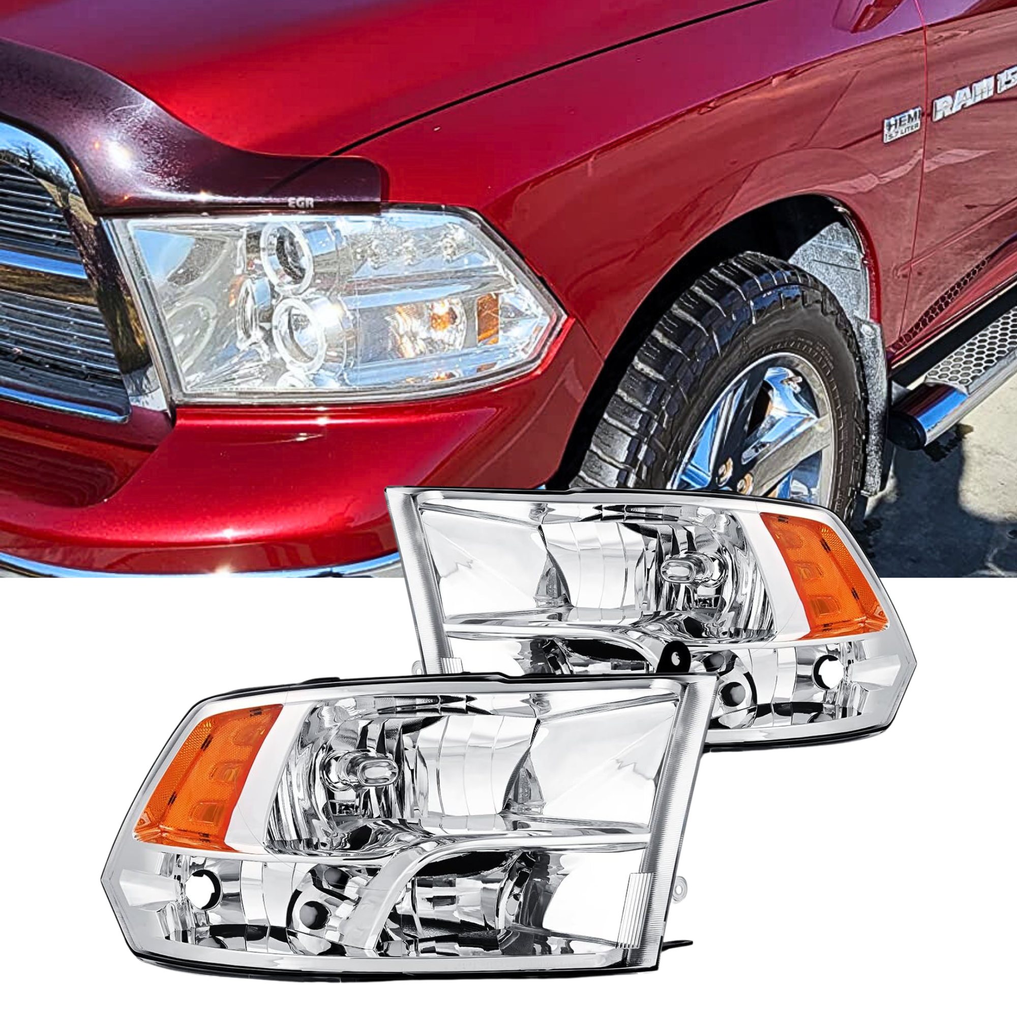 Headlight Assembly Replacement for 2009-2018 Dodge Ram 1500 Quad Dodge ...