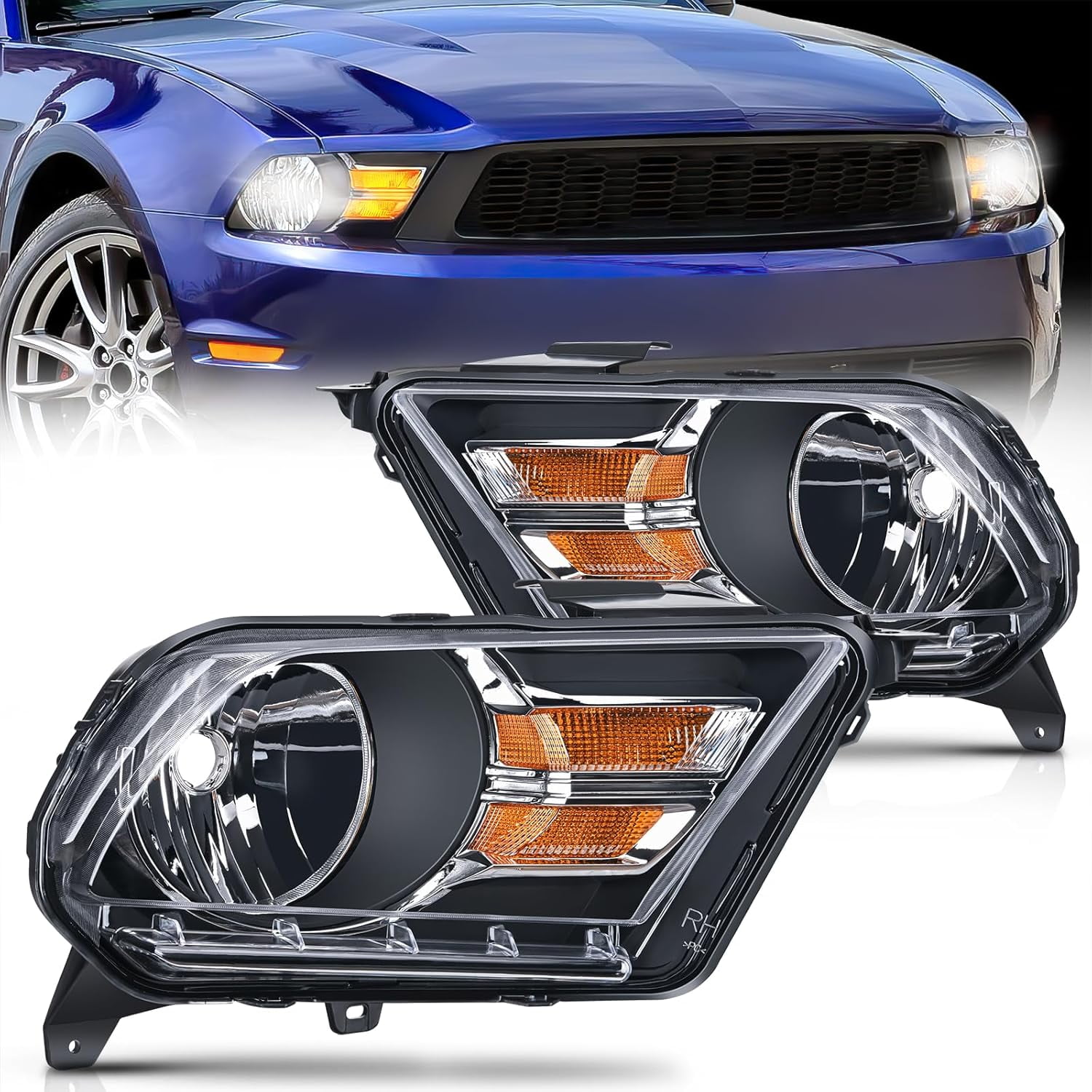 Nilight Headlight Assembly for 2010 2011 2012 2013 2014 Ford Mustang ...
