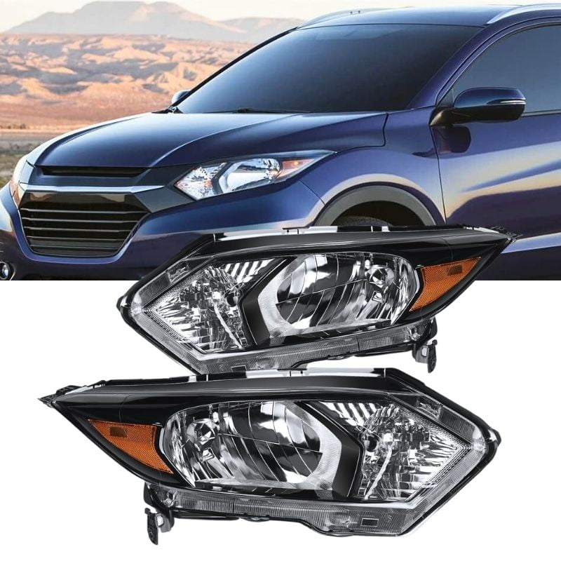Nilight Headlight Assembly Compatible with 2016 2017 2018 Honda HRV HR-V Black Housing Amber ...