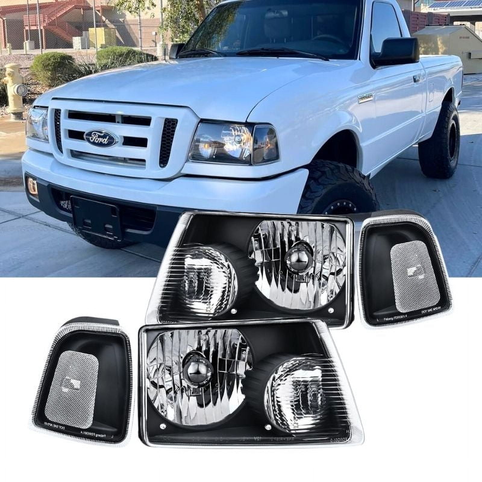 Nilight Headlight Assembly for Ford Ranger 2001-2011 Black Housing ...